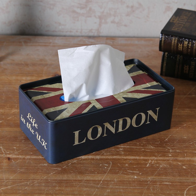 Vintage British Style Tin Metal London British Flag Tissue Box | Shopee ...