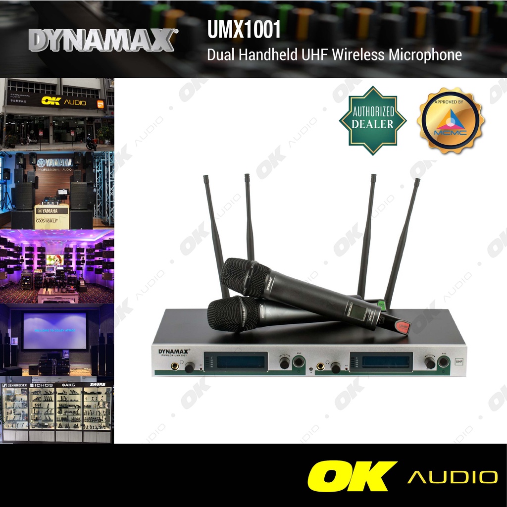 DYNAMAX UMX1001 Dual Handheld UHF Wireless Microphone for Singing ...