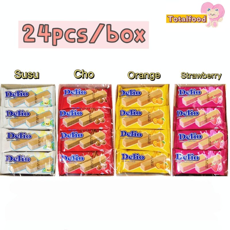 Delio Cream Wafer [Chocolate / Strawberry / Milk / Orange] 24pcs x 16g ...