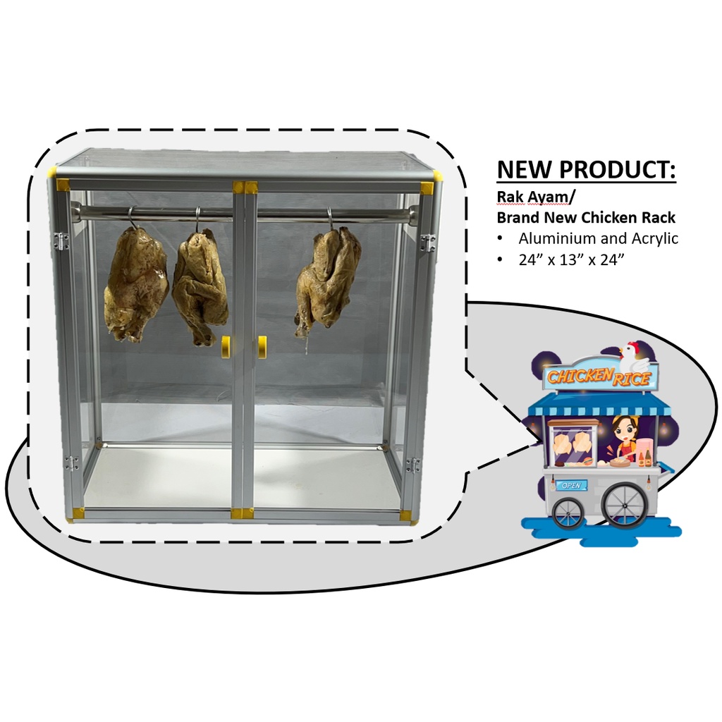 (SAIZ: 24" X 13" X 24") RAK AYAM DAN ITIK/ CHICKEN RICE RACK (PAMERKAN ...