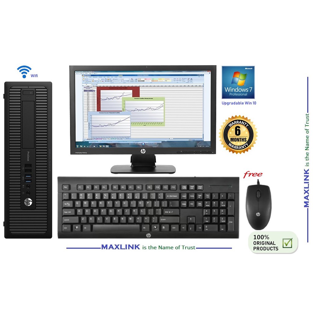 HP Prodesk Desktop Computer Core i3 3.4Ghz 4GB 500GB 20" HP Led Monitor ...