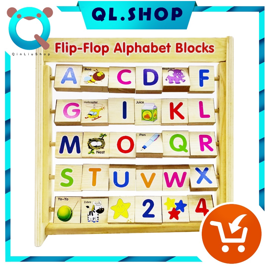 QLS ABC 123 First Learning Flip-Flop Alphabet Blocks Clubhouse Flip ...