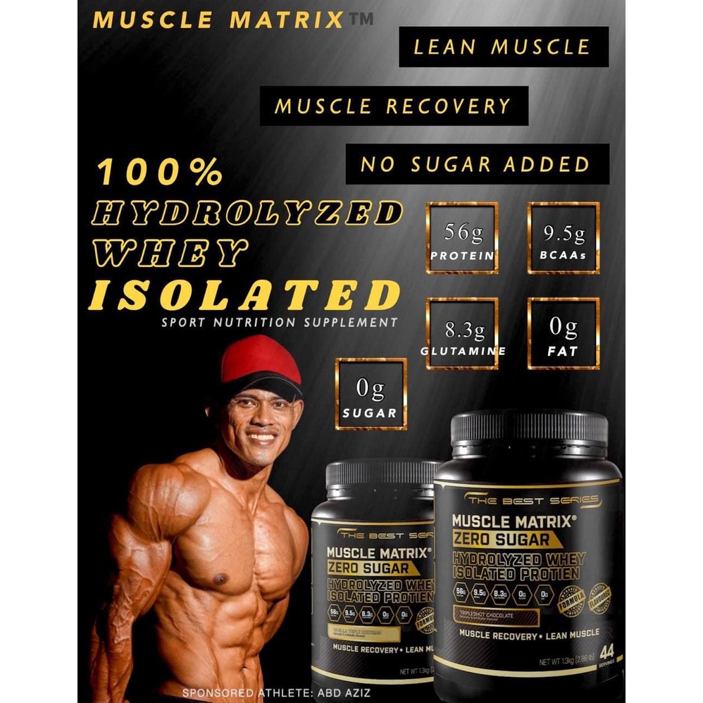 MUSCLE MATRIX Whey Protein Zero Sugar Hydrolyed 1.3kg 44 Servings ...