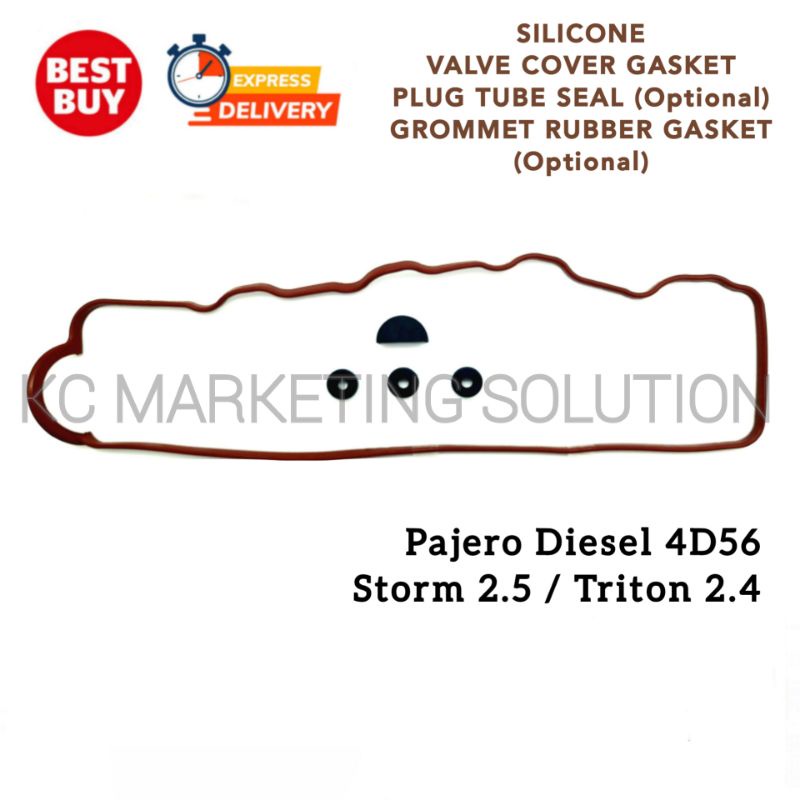 Silicone Valve Cover Gasket + Valve Cover Bush & Half Moon Seal Pajero ...
