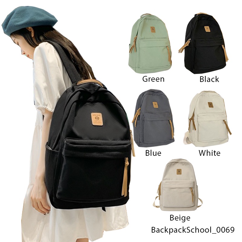 Korean Design Style Canvas Shoulder Backpack School Bag 0069 Beg Sesuai ...