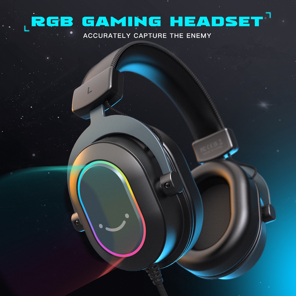 Fifine H6 RGB Gaming Headset with Microphone 7.1 Surround Sound Wired ...