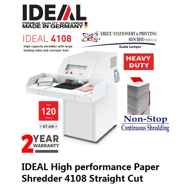 IDEAL High performance Paper Shredder 4108 Straight Cut Mesin ...