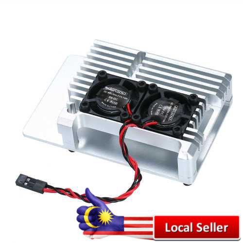 Raspberry Pi 4 Armor Case Dual Cooling Fan Enclosure Aluminum Allo ...