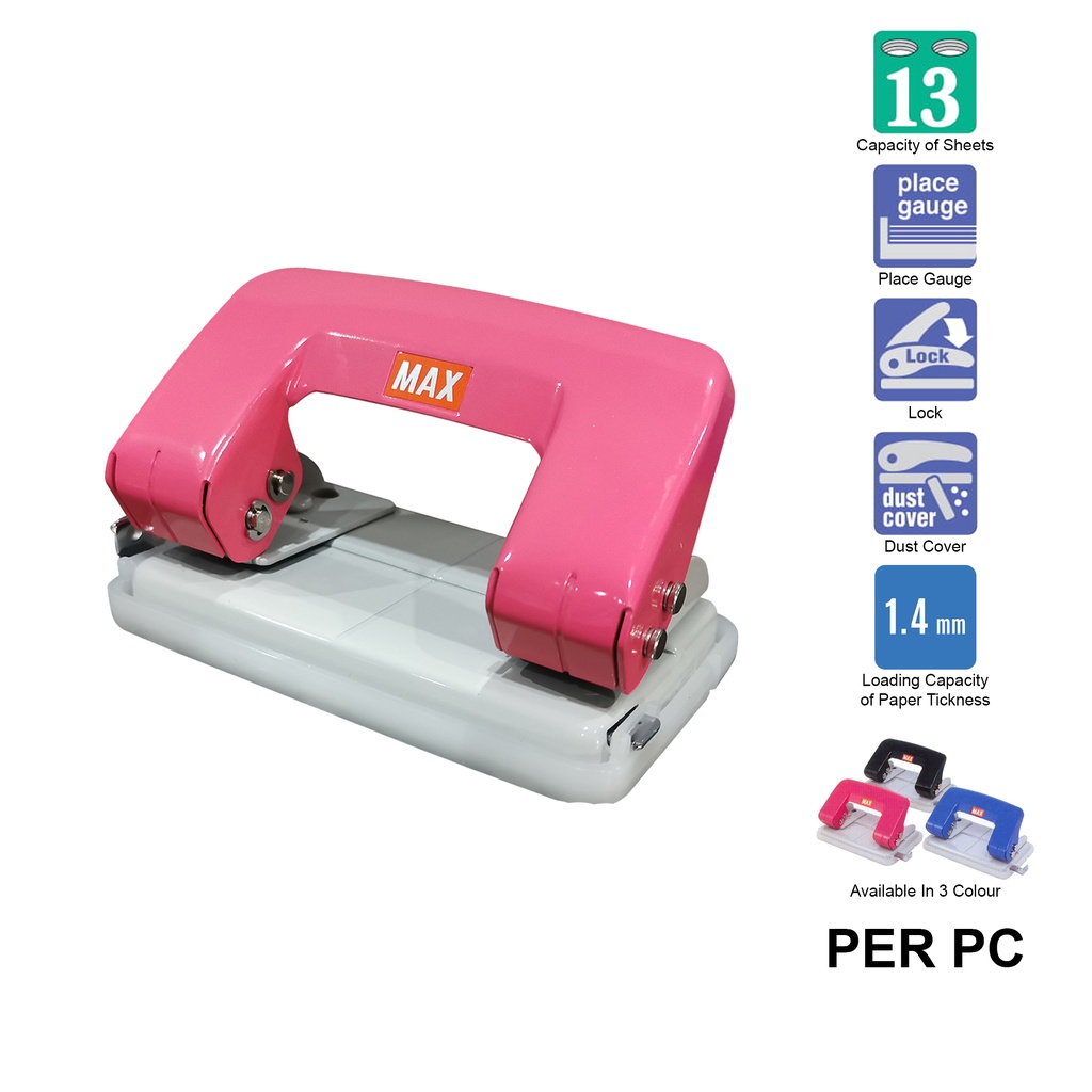 MAX Two Holes Colour Punch (DP-F2BN2) / Paper Punch / Penebuk Lubang ...
