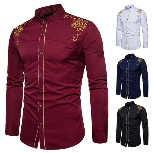 Design 2023Kurta Lelaki Viral Slant Button Embroidery Men Shirt Long ...