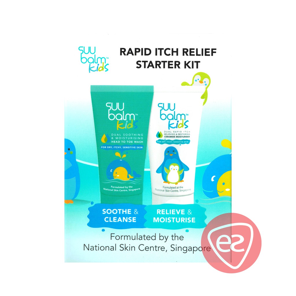 Suu Balm Kids Rapid Itch Relief Starter Kit 2 x 45ml ( Head To Toe Wash + Ceramide Moisturiser ...