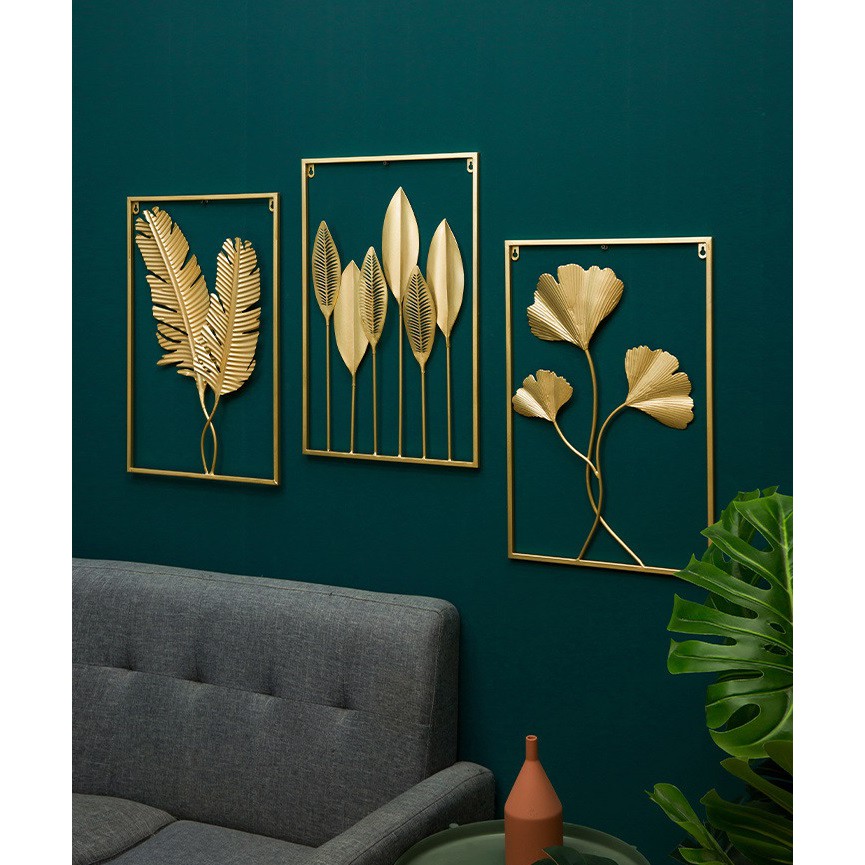 Cantik Raya 2021 6 design Ginkgo Modern wall decoration metal leaf wall ...