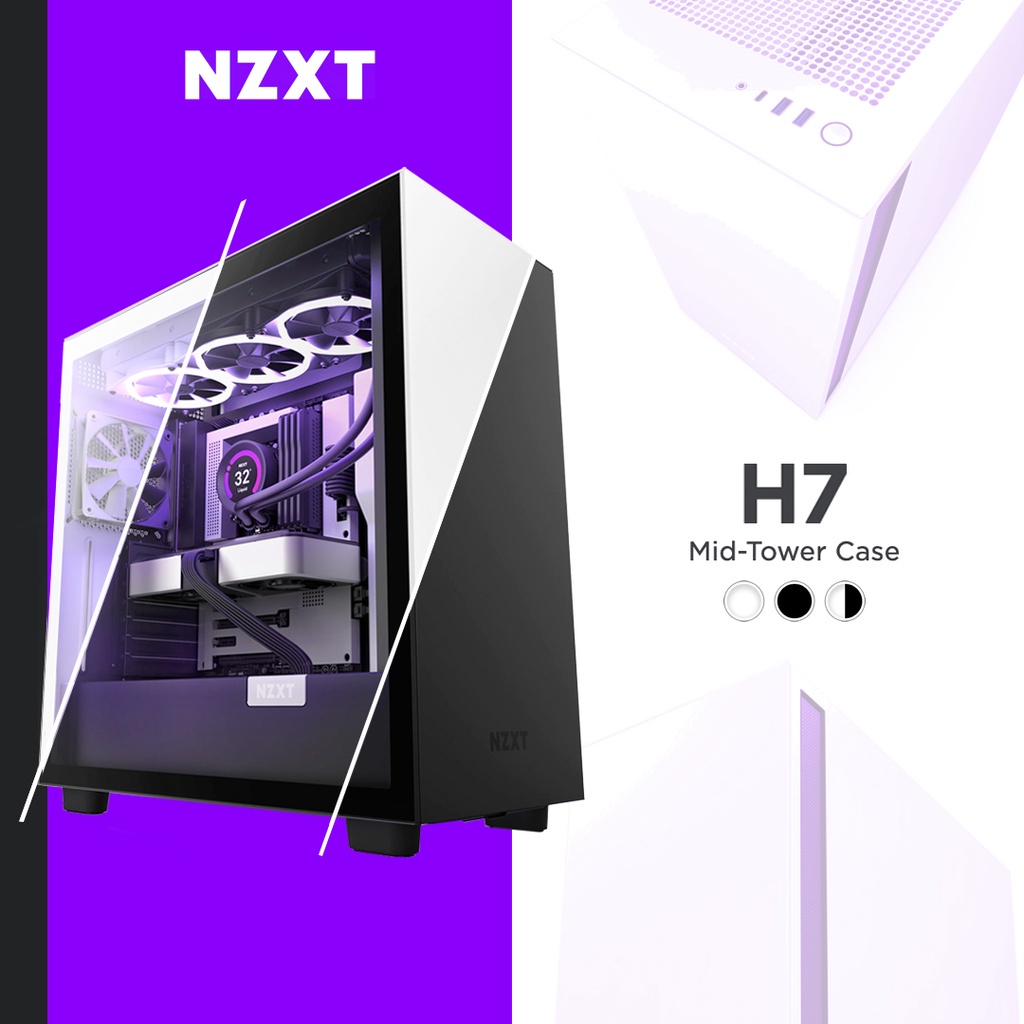 NZXT H7 MID-TOWER Gaming Case / Casing (MATTE BLACK / MATTE WHITE ...