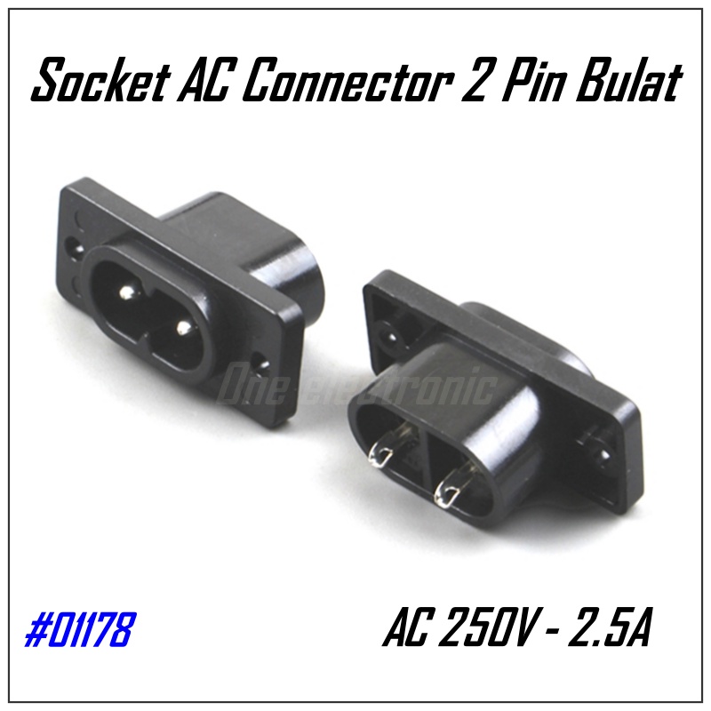 Ac Power Socket 2 Pin Round C8 Mount Plug Terminal Socket 250V-2.5A ...