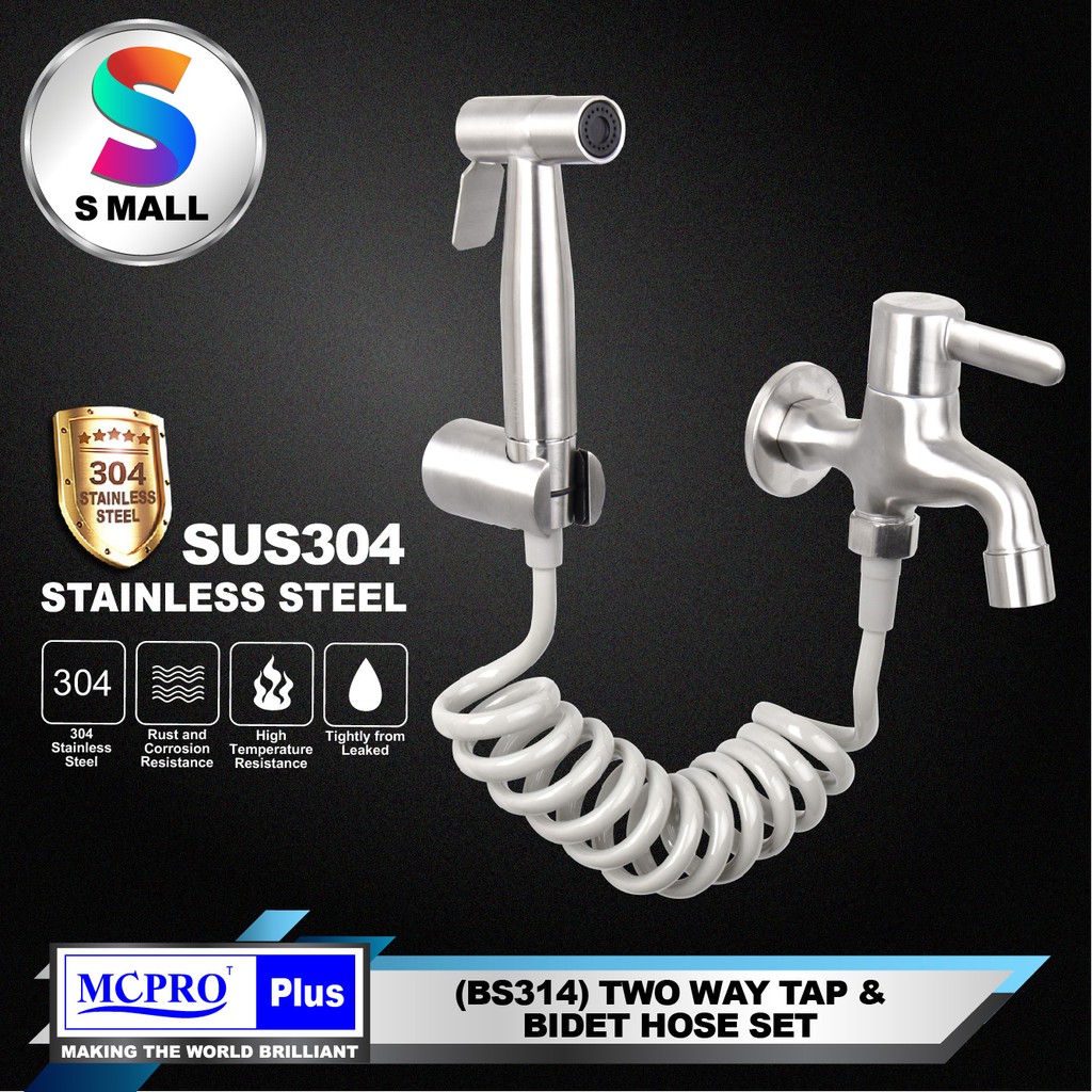 MCPRO Stainless Steel SUS304 Bathroom TWO WAY TAP WITH BIDET ABS HOSE ...