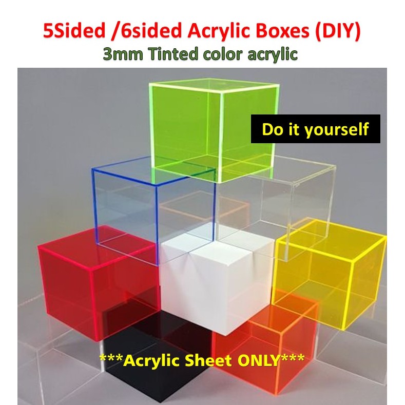 DIY acrylic sheet for display box/cube (5/6sided)multipurpose storage ...