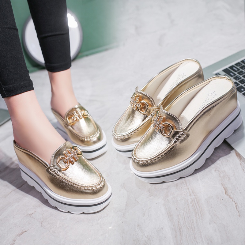 Chain Wedges Woman's Heels 9cm Heighten Walking Shoes Close Toe ...