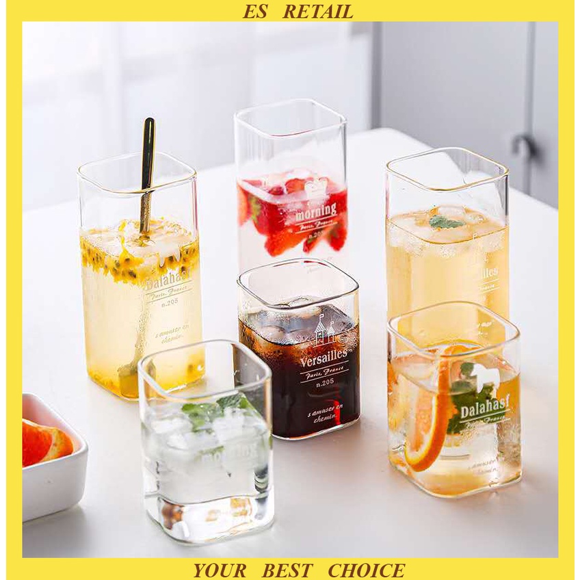 Borosilicate Square mug Straight square mug Milk mug Cup Coffee cup ...