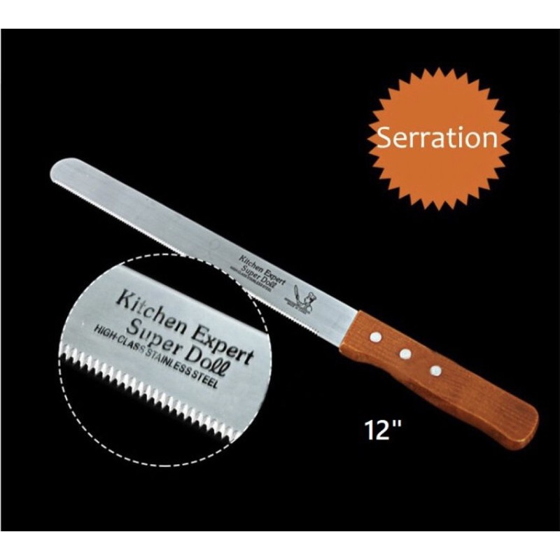 👉READY STOCK👈 12inch Stainless Steel Toast/Bread Knife with Wooden ...