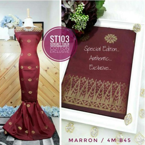 KAIN SONGKET TENUN BUNGA TABUR 4 METER SUKU EXCLUSIVE | Shopee Malaysia