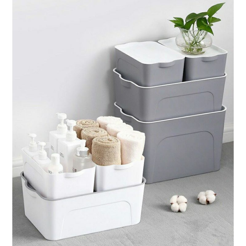 Stackable Plastic Storage Box Organizer with Handle (For Home, Clothes ...