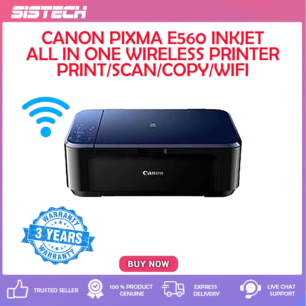 Canon PIXMA E560/E560R Inkjet Wireless Printer ALL IN ONE (Print/Scan ...