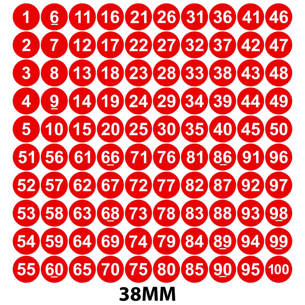 TABLE NUMBER SIGN STICKER WITH HEAVY DUTY MATTE LAMINATED 230G (LONG ...