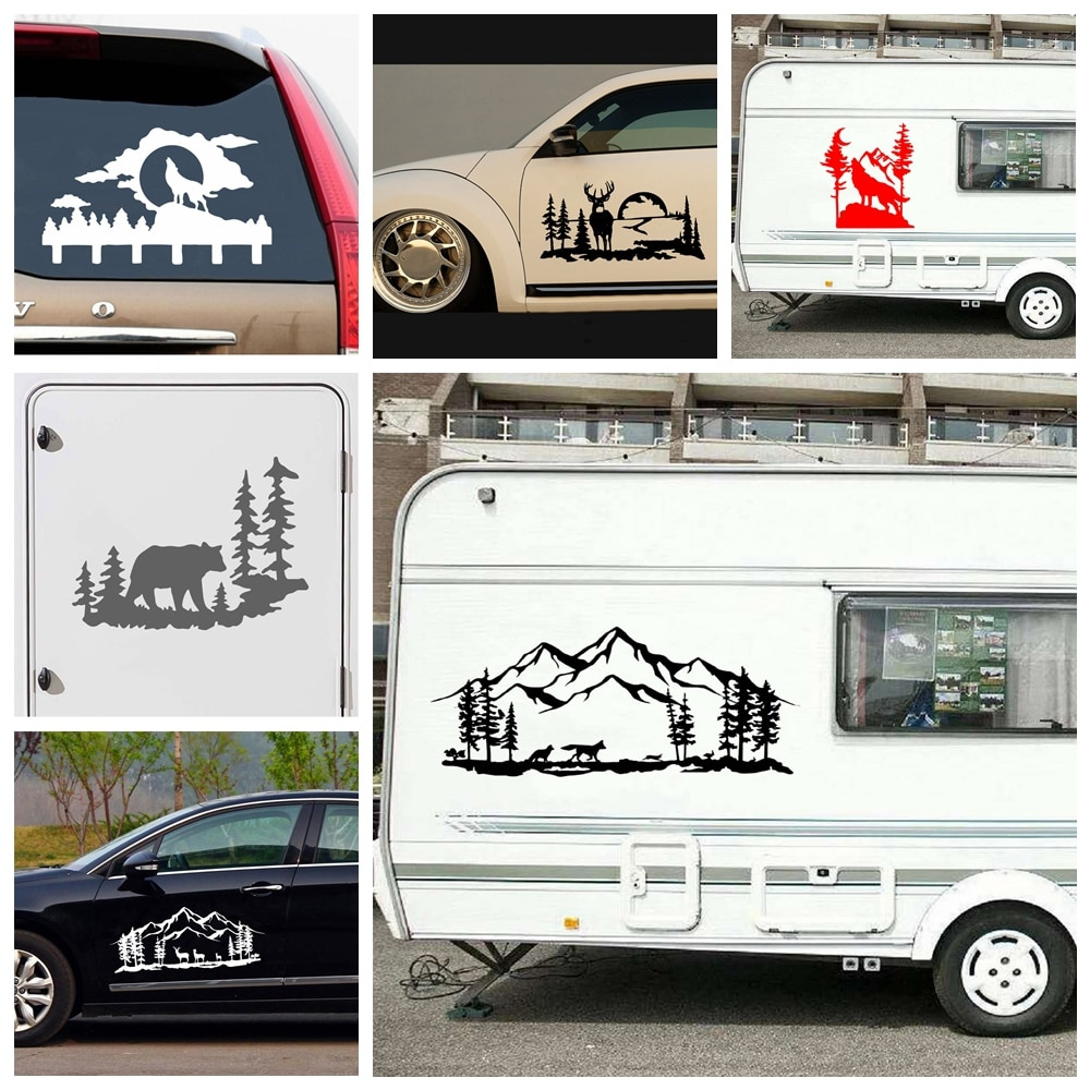 Fashion Mountain Deer Sticker Vinyl Bear Car Stickers For Auto Decor ...