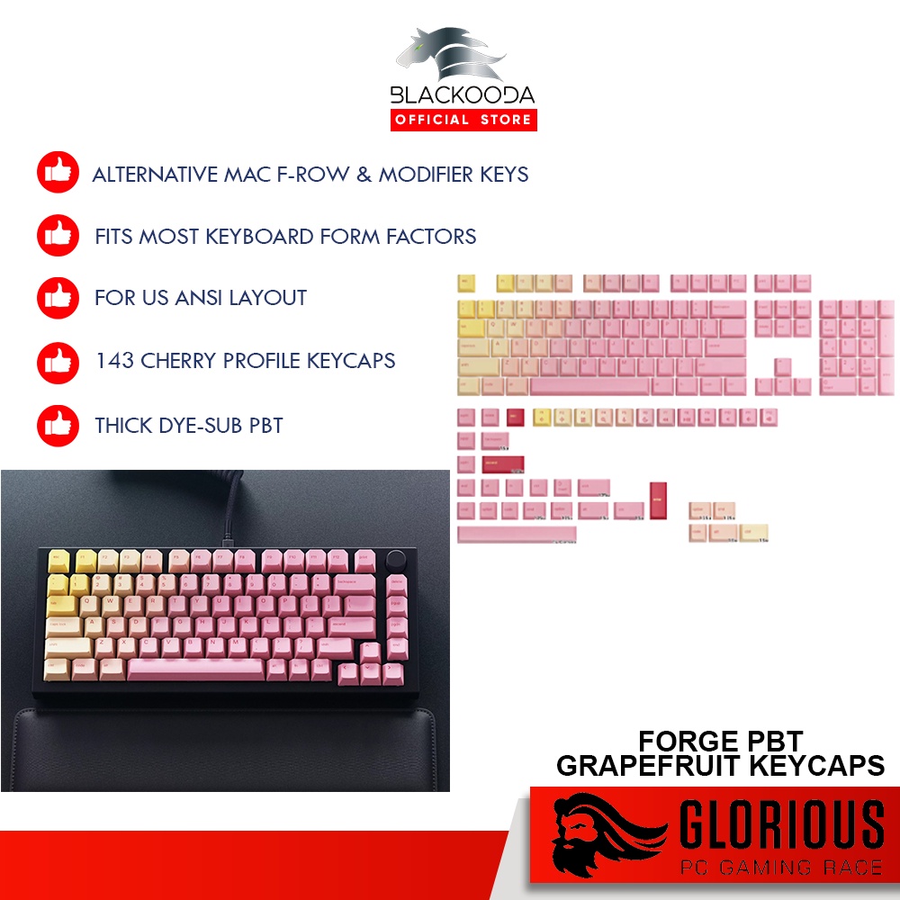 GLORIOUS FORGE - GPBT Pink Grapefruit Keycaps Set [CHERRY PROFILE ...