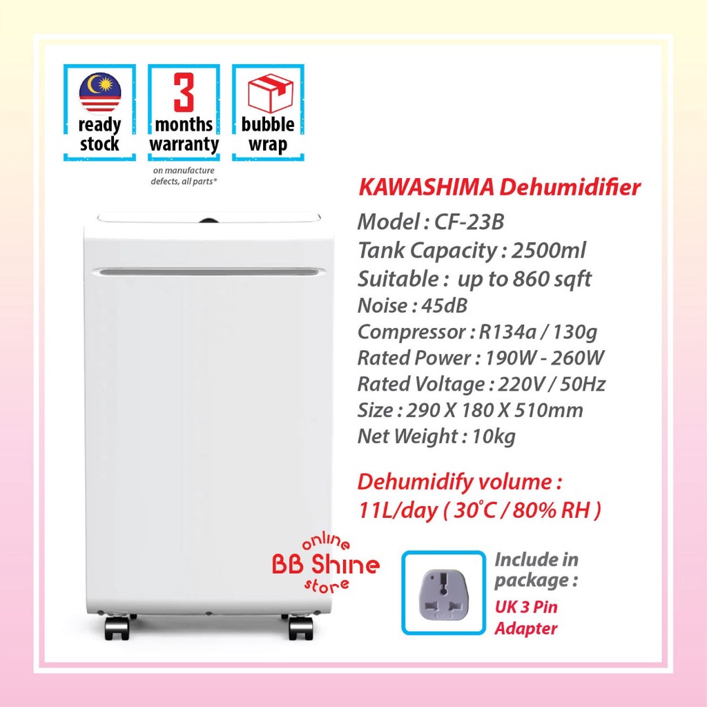 BBSHINE KAWASHIMA CF-23B Compressor Dehumidifier Household 川岛压缩机式除湿机 ...