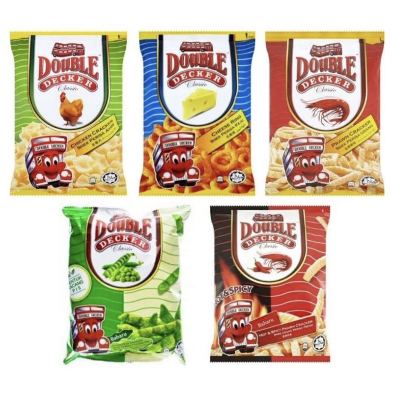 [SUP FAST] Double Decker Crackers Snack/Prawn Flavour/Hot&Spicy/Chicken ...