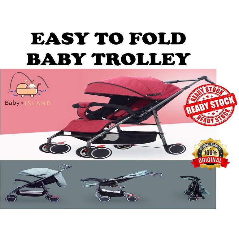 🔥READY STOCK🔥NEW ARRIVAL easy to fold two way baby infant trolley ...