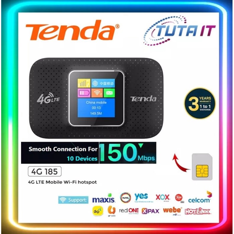 Tenda 4G185 4G LTE-Advanced Pocket Mobile Wi-Fi Router | Shopee Malaysia