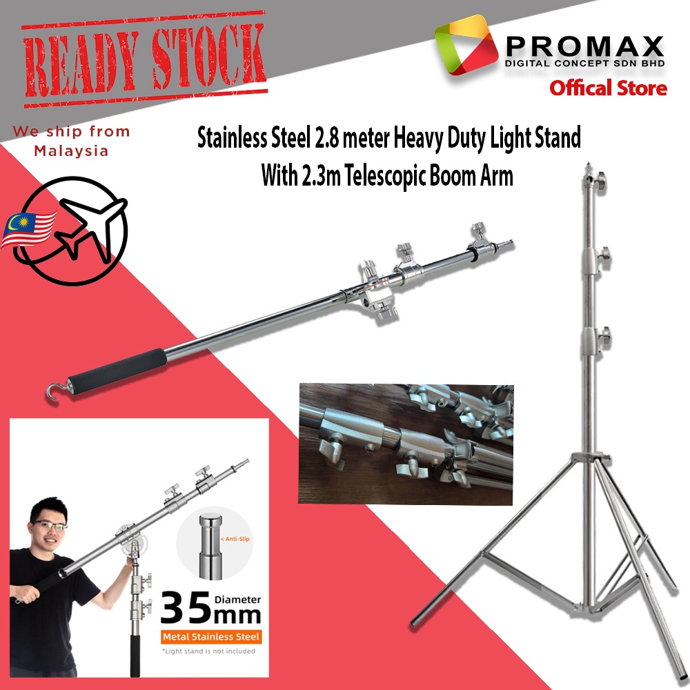 Ready Stock!! Stainless Steel 2.8 meter Heavy Duty Light Stand /2.8 ...