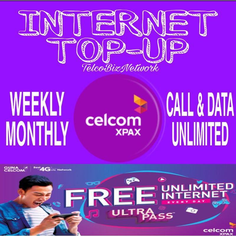 INTERNET TOPUP CELCOM XPAX DAN EDISI BIRU UNLIMITED CALL DAN DATA ...