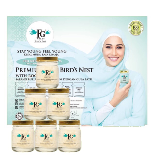 Fg Walet Premium 100% Bird's Nest (75ml) (1 box = 6 bottles) | Shopee ...