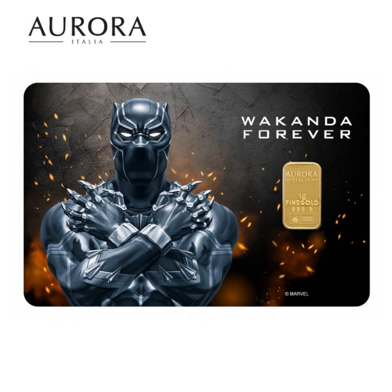 Aurora Italia Gold bar Marvel Black Panther Wakanda 1g Public Gold ...