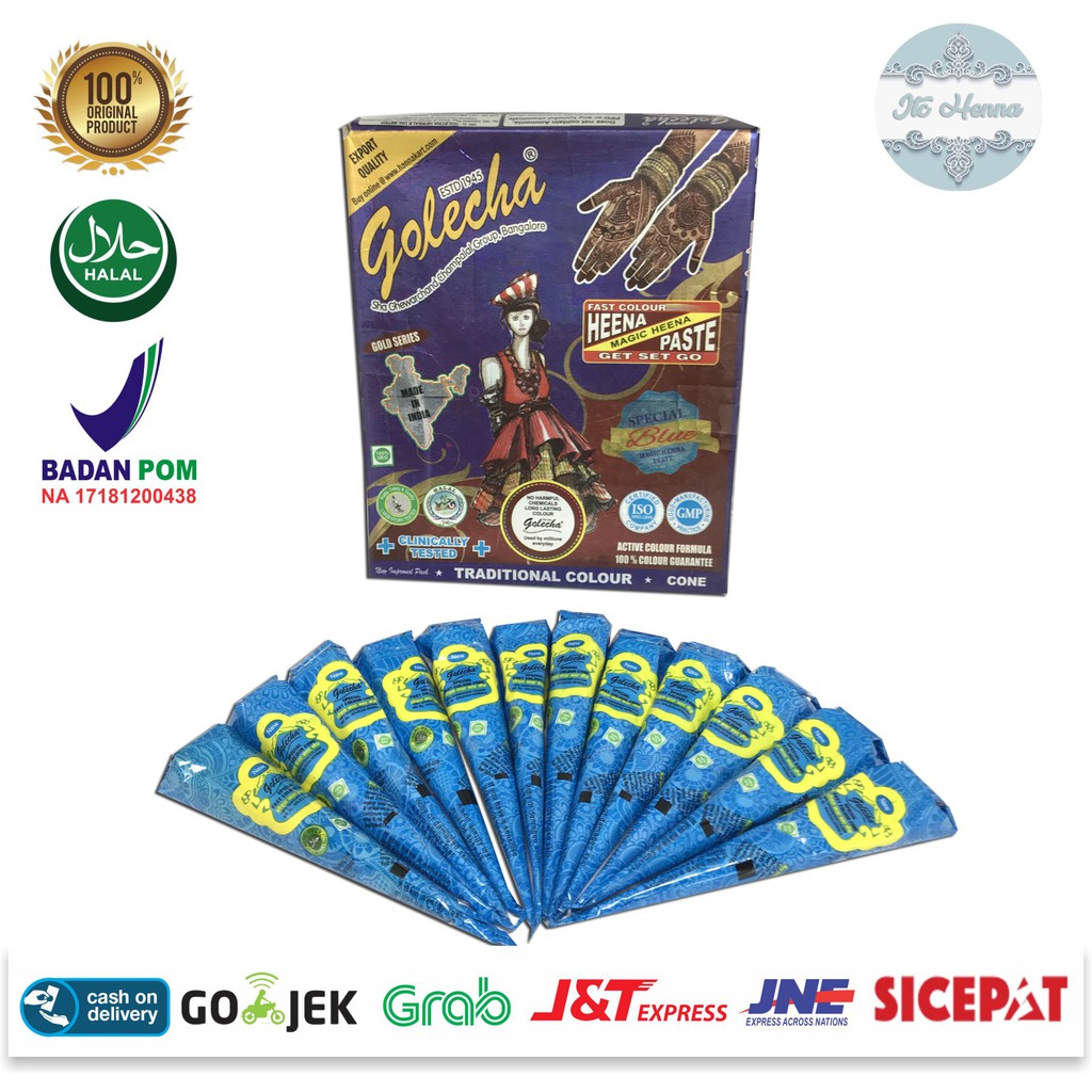 Golecha Blue Henna Cone (1 Box Contains 12 Cones) | Shopee Malaysia