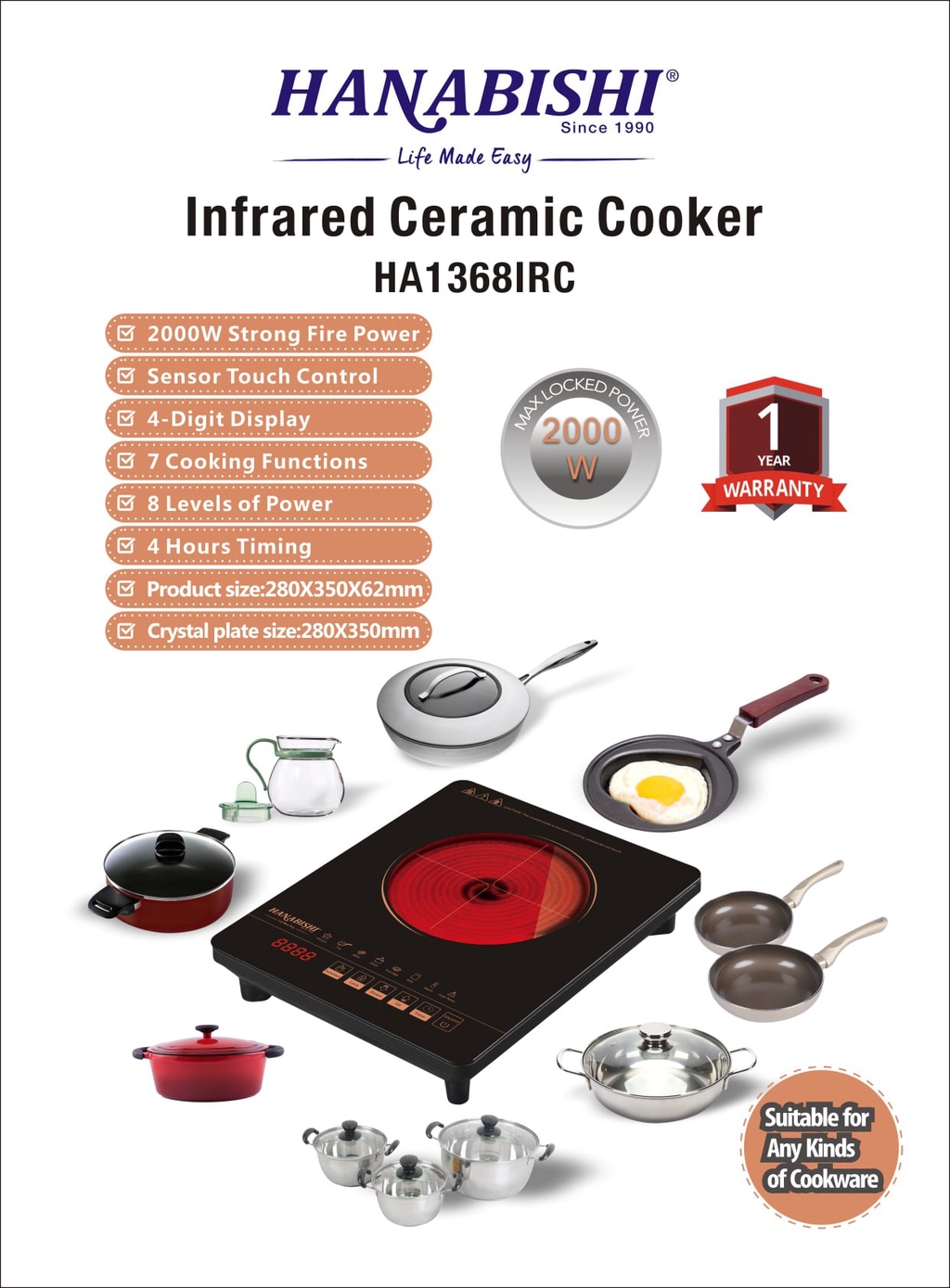 Hanabishi Infrared Ceramic Cooker HA1368IRC | Fast & Even Heating ...