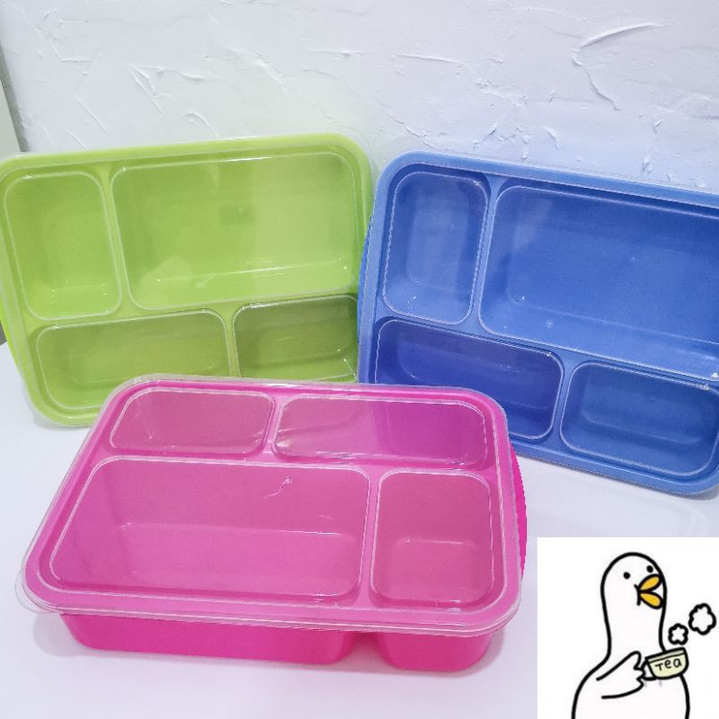 4 Compartments BPA-Free Plastic Food Tupperware Container | Shopee Malaysia