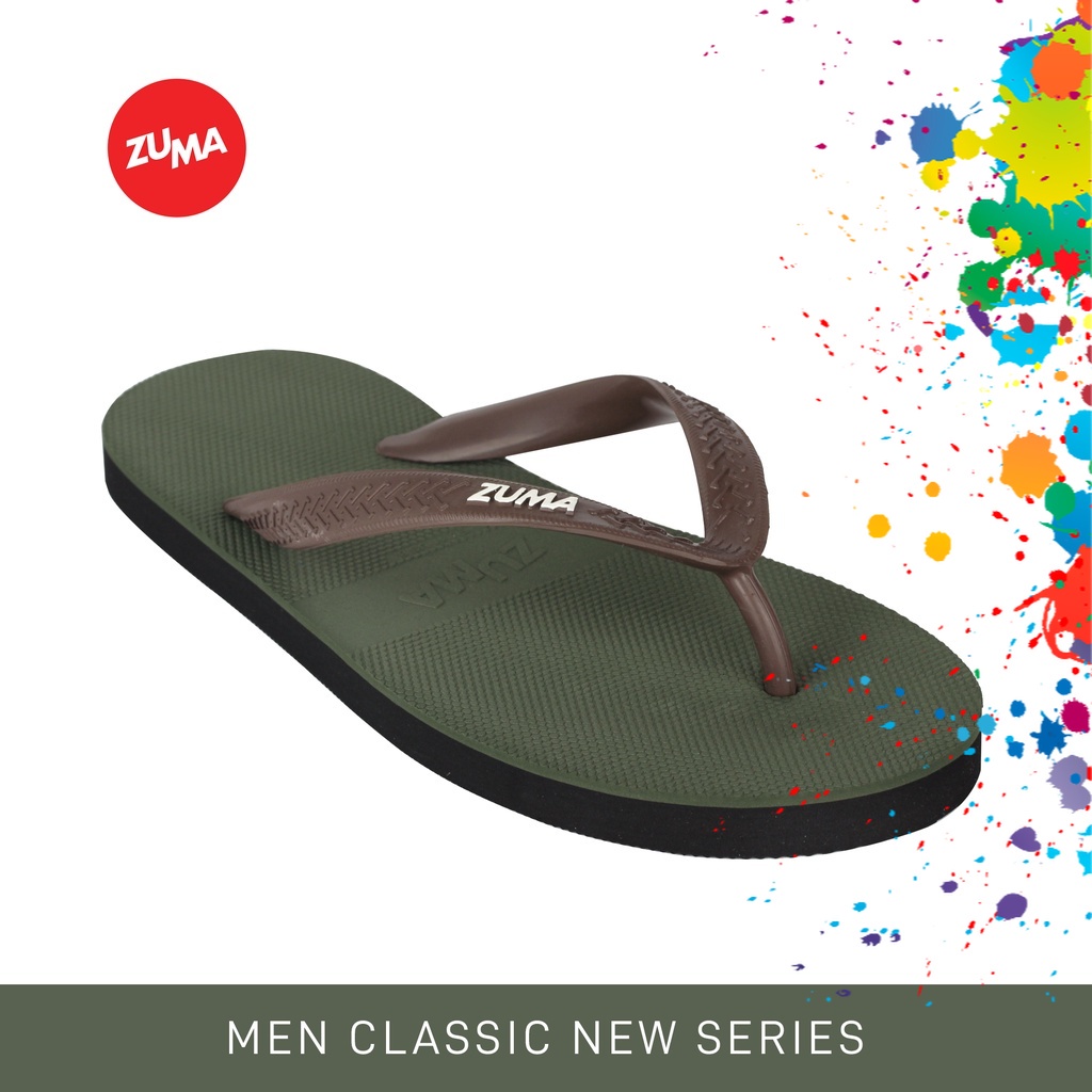 Zuma Men Sandals New Classic 25 - Green Brown Black | Shopee Malaysia