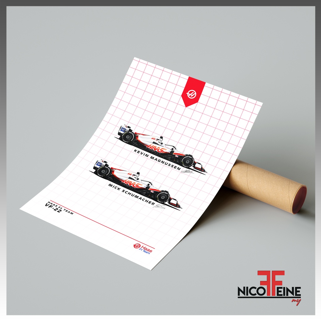 [Poster Only] 2022 Haas VF22 Formula One F1 Car Minimal Art Mick ...