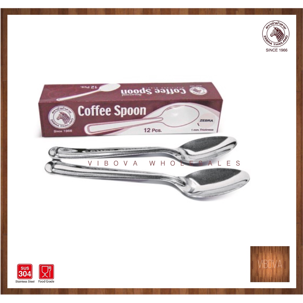 Zebra stainless steel coffee spoon, thickness 1.0 mm(12pc) | Shopee ...
