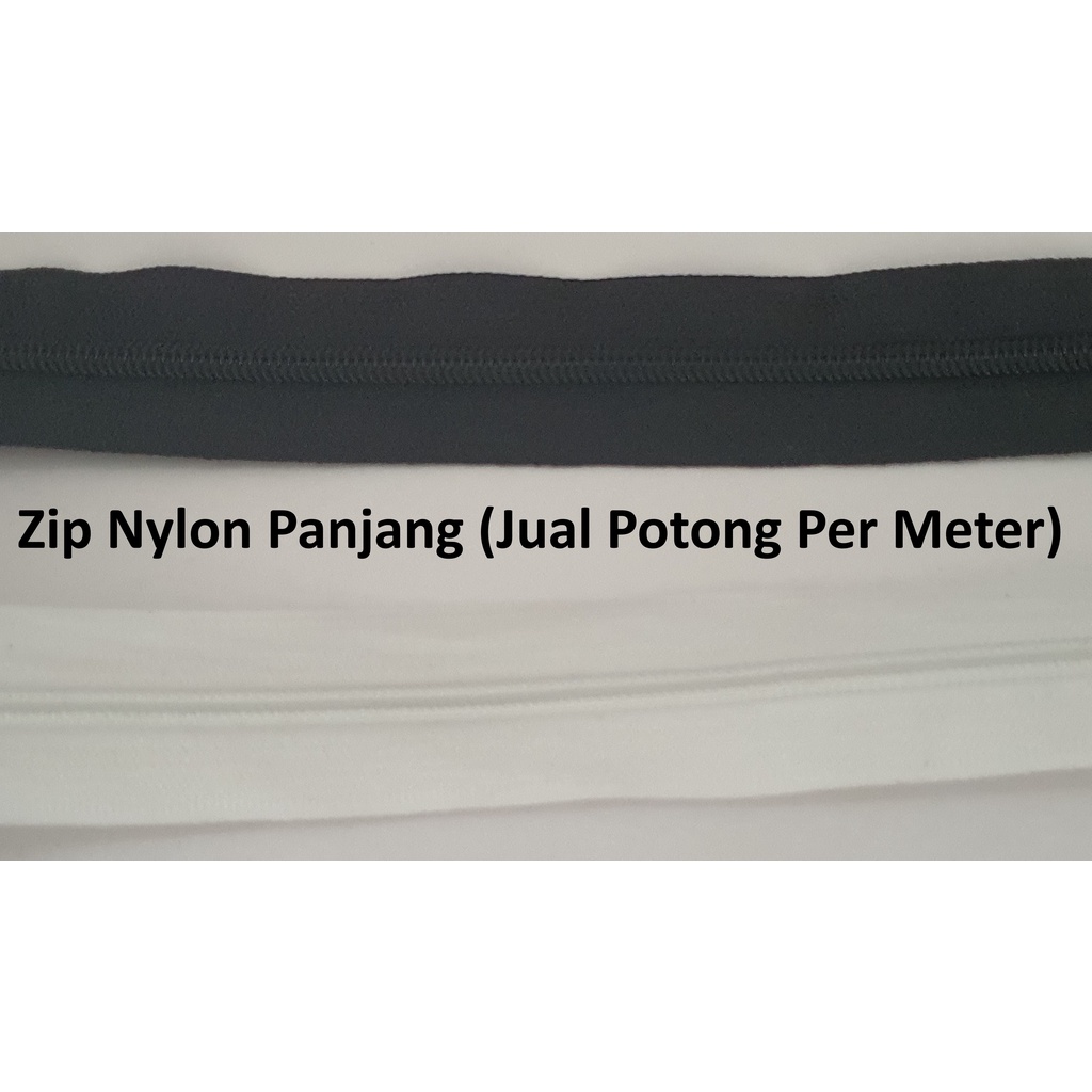 (Black & White) Long Nylon Zipper #5 Zip Potong Nylon #5 Panjang (Per ...