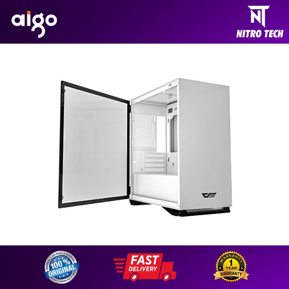 Aigo DarkFlash DLM 22 mATX Desktop PC Case White (3x RGB fans included ...