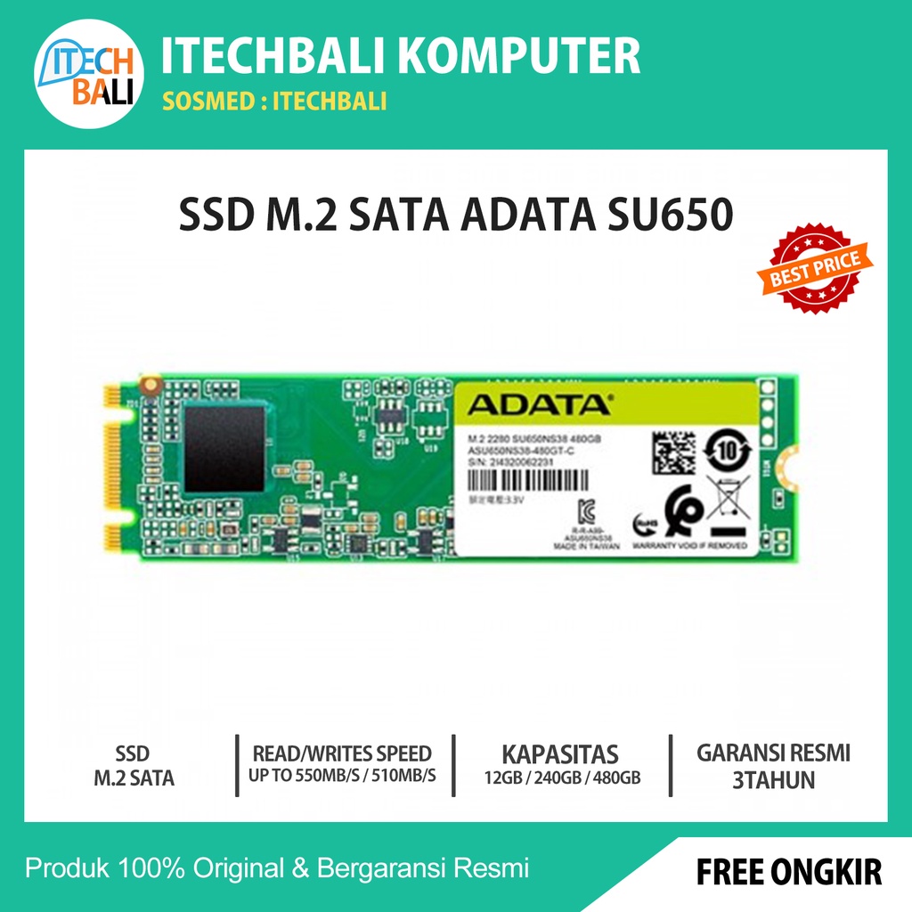 Adata SU650 M.2 SATA 120 240 480GB SSD Official Guarantee | Shopee Malaysia