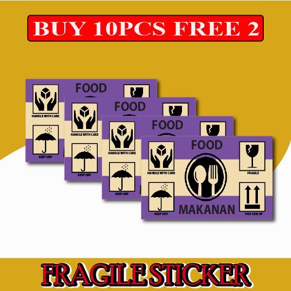 🔥READYSTOCK🔥 [BUY 10 + 2] STICKER FRAGILE MAKANAN PURPLE/ PURPLE FOOD ...