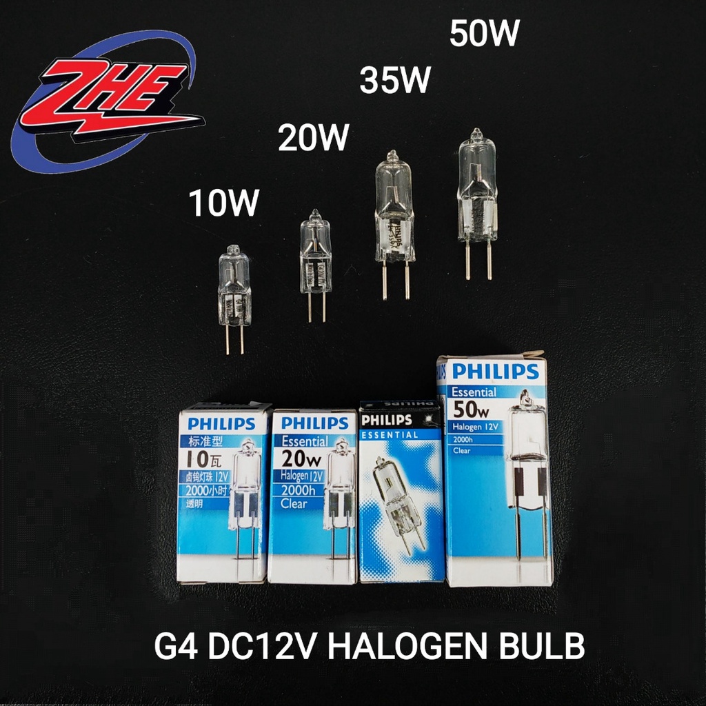 PHILIPS Rocket Bulb 12V 10W / 20W / 35W / 50W Halogen Lamp [10W-20W "G4"] [35W-50W "G6.35 ...