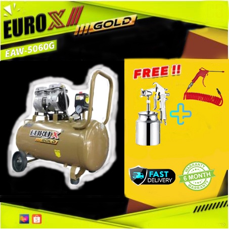 EUROX GOLD EAW3060G 3HP 60L Direct Drive Air Compressor/EUROX EAW5062G OILESS AIR COMPRESSOR ...