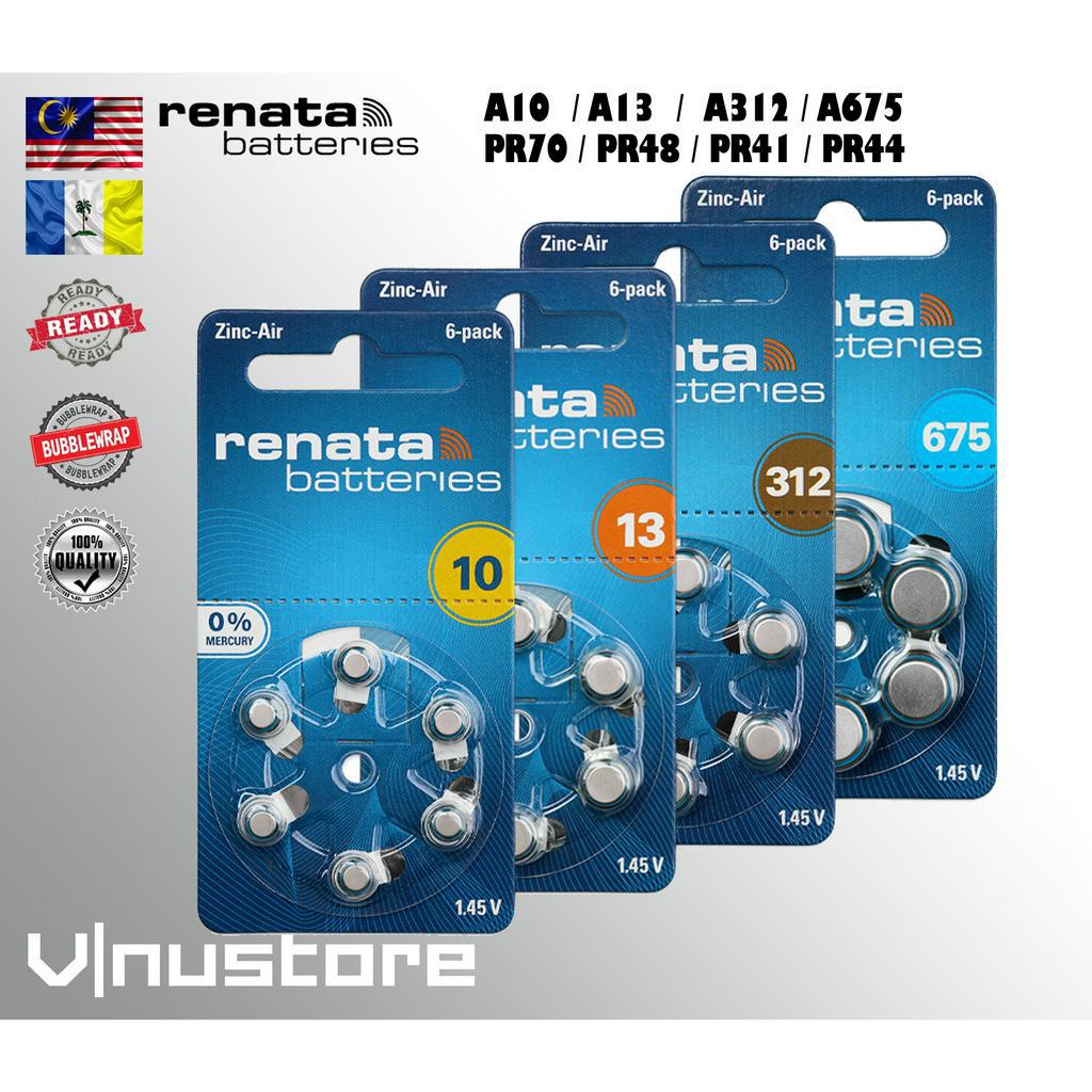 Renata Zinc Air Battery A10 / A13 / A312 / A675 / PR70 / PR48 / PR41 ...